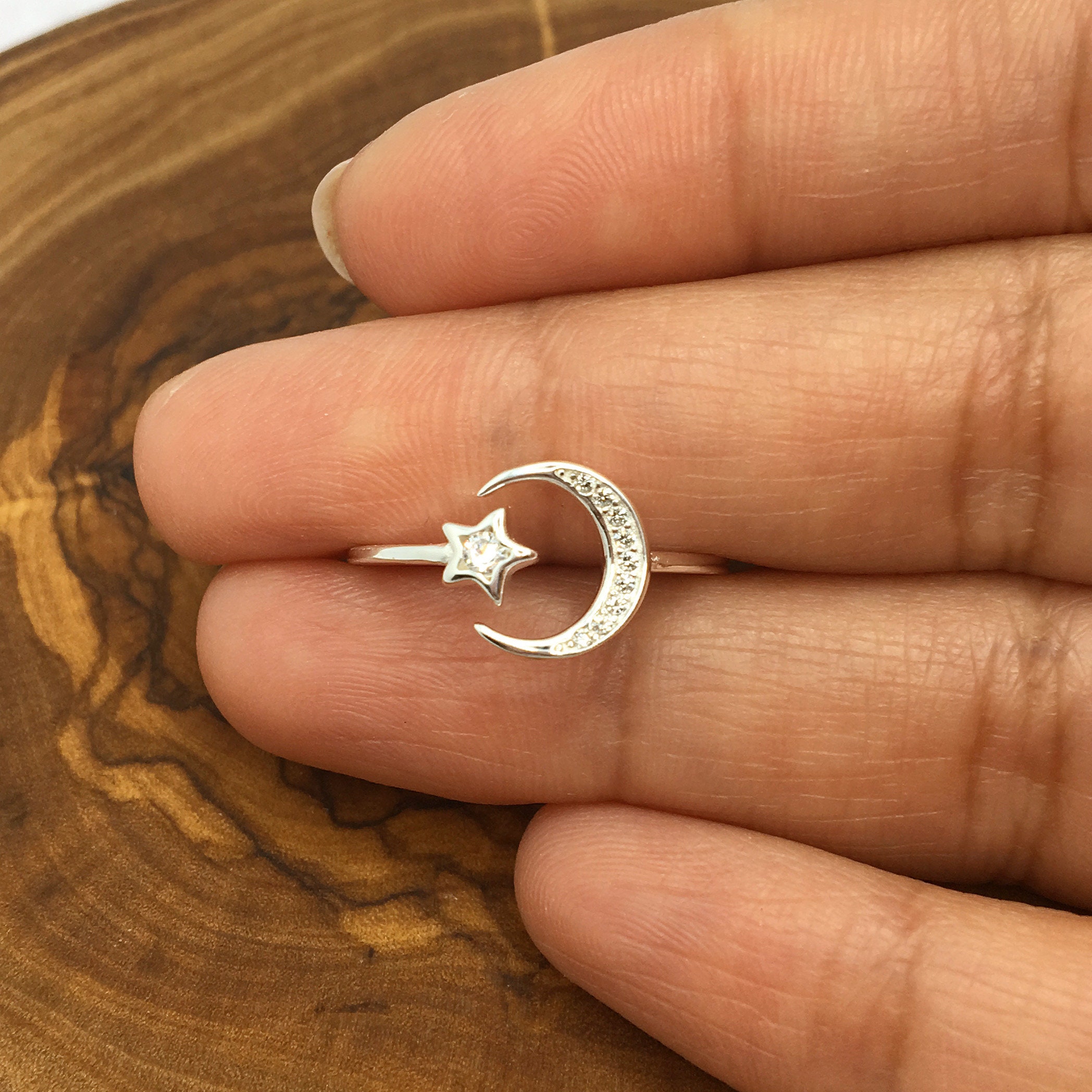 Gorgeous Sterling Silver Half Moon Ring Unique Silver Ring - Etsy