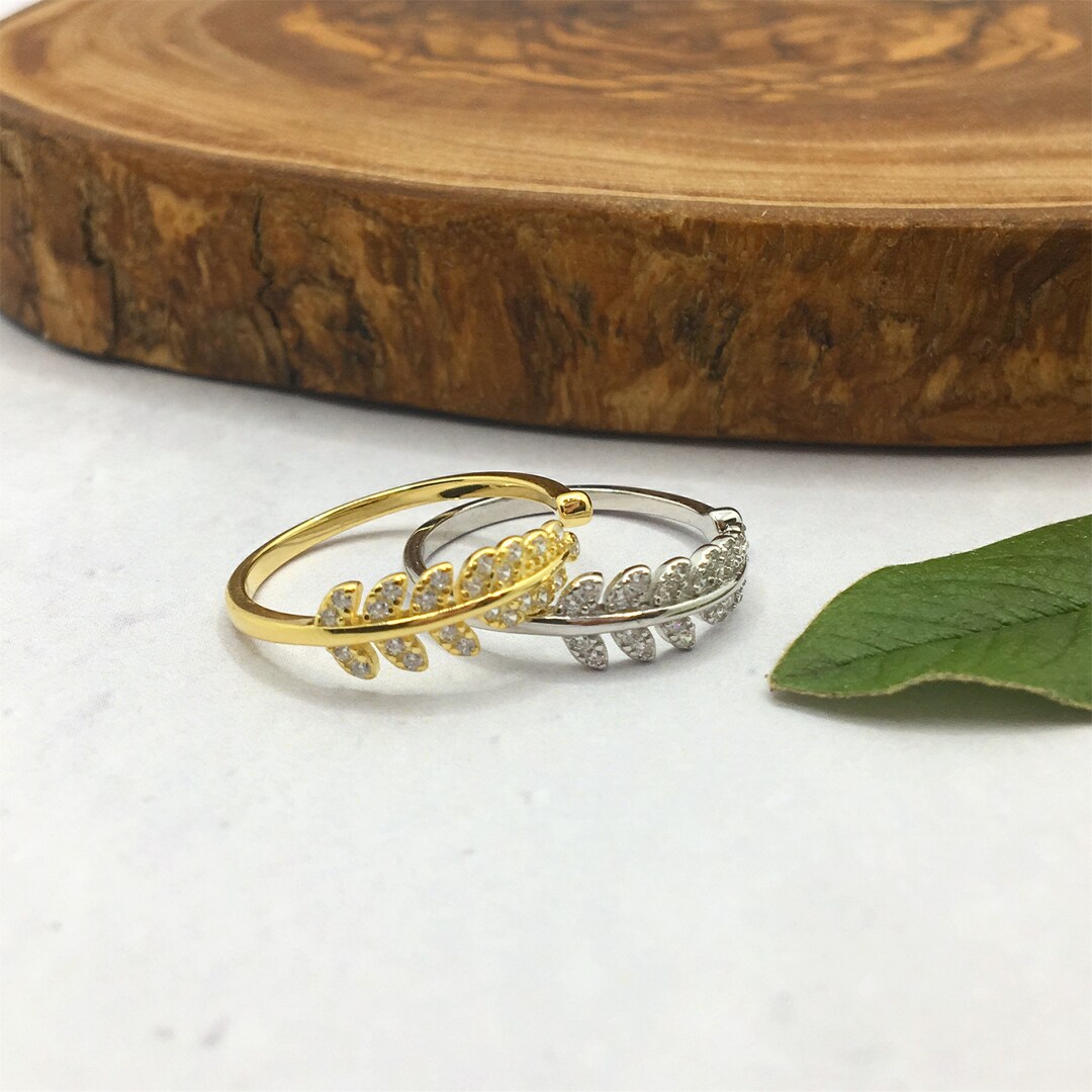 Sterling Silver Ring, Leaf Pattern Ring, Unique Silver Ring, Adjustable ...