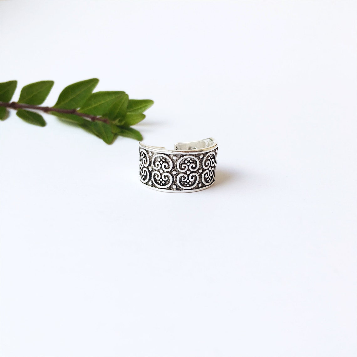 Sterling Silver Ring Vintage Pattern Ring Unique Silver - Etsy UK