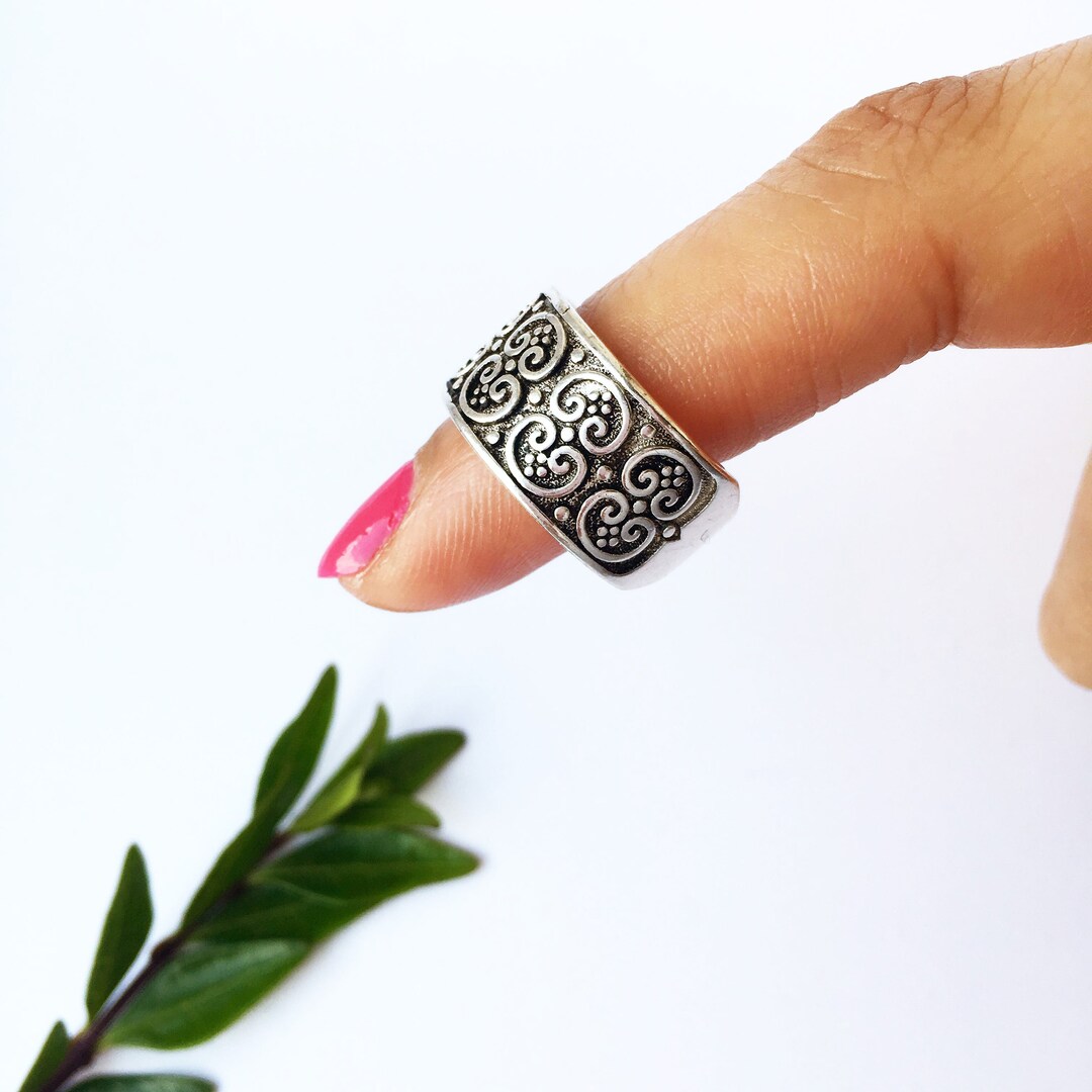 Sterling Silver Ring Vintage Pattern Ring Unique Silver - Etsy UK