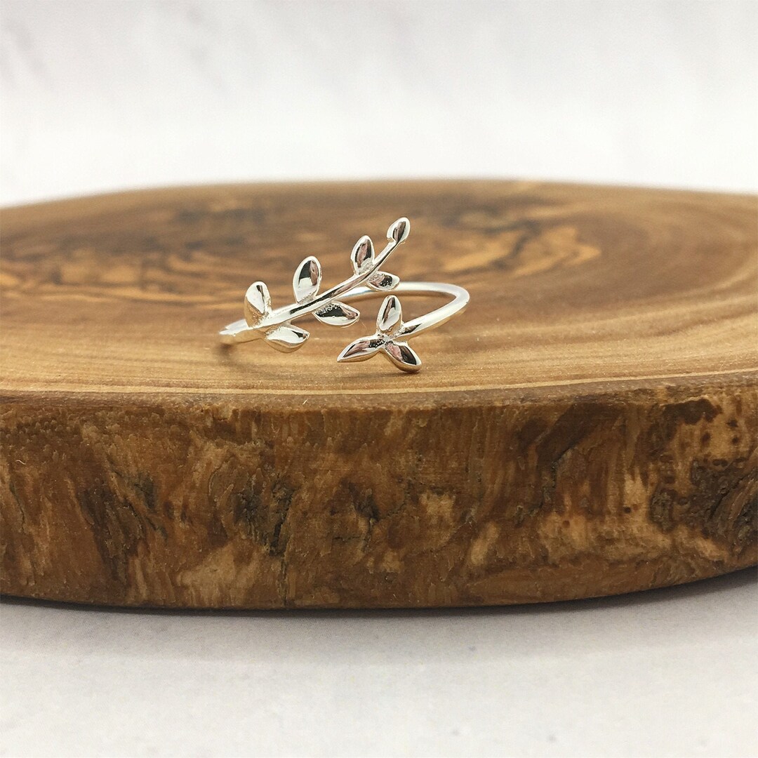 Sterling Silver Leaf Pattern Ring | Adjustable Ring | Delicate Ring ...