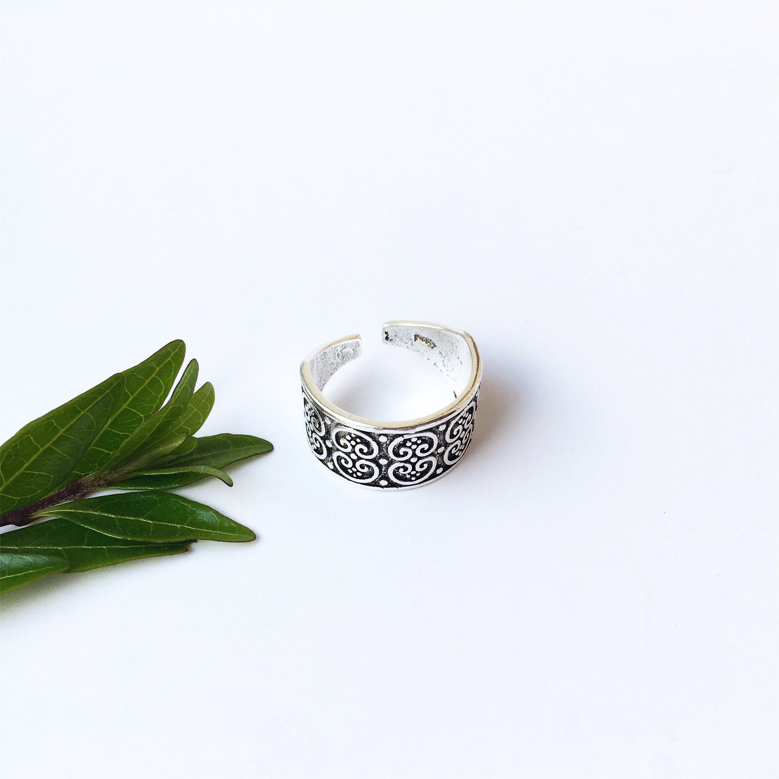 Sterling Silver Ring Vintage Pattern Ring Unique Silver - Etsy UK