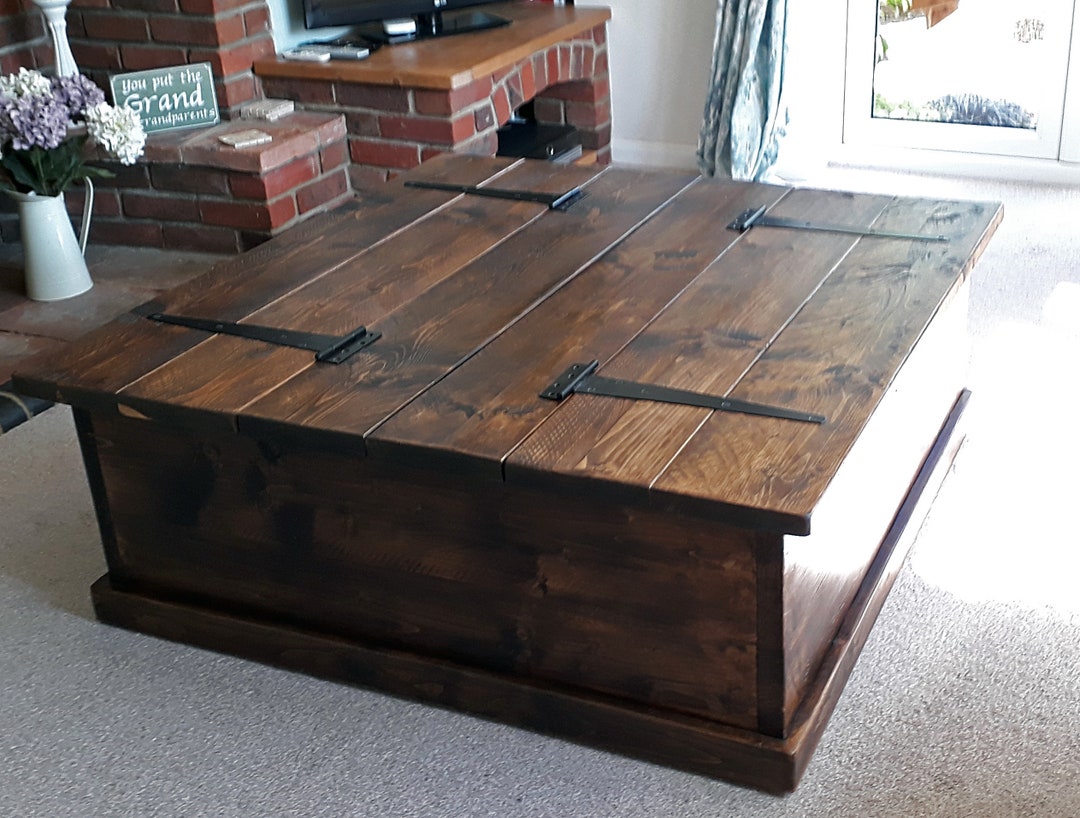 Reclaimed Large Square Coffee Table/trunk Storage Chest - Rustic Style ...
