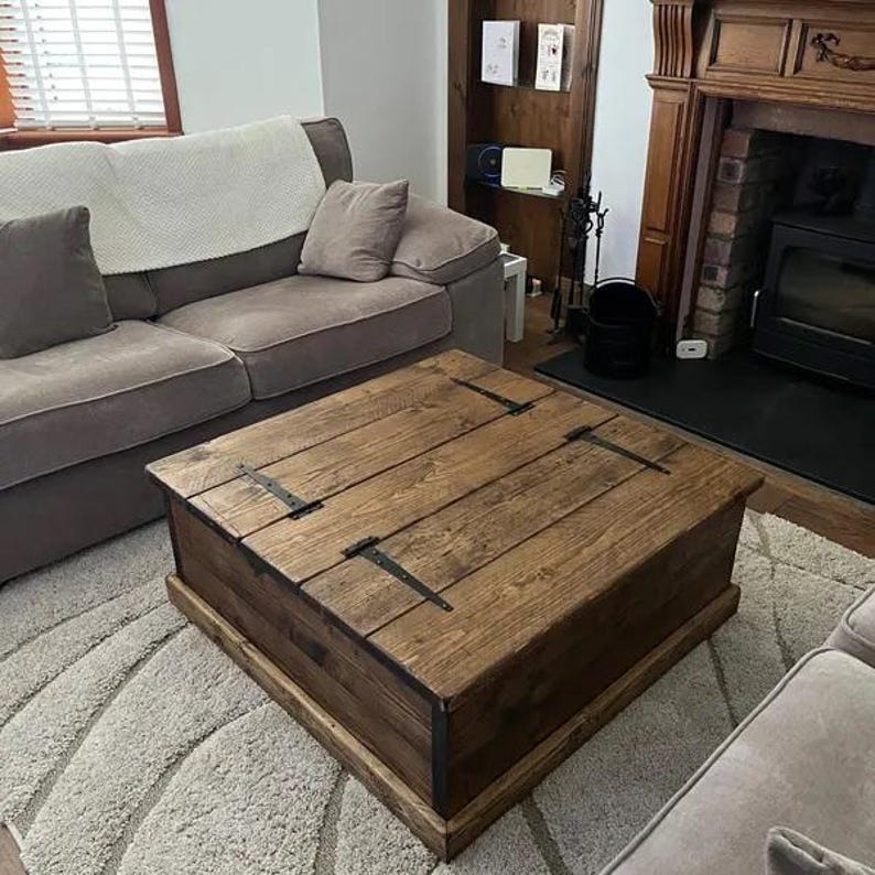 Large Square Coffee Table/trunk Storage Chest - Reclaimed Wood - Rustic ...