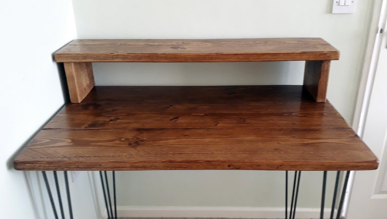 Rustic Reclaimed Hairpin Leg Desk With Shelf - Pc/computer/writing ...