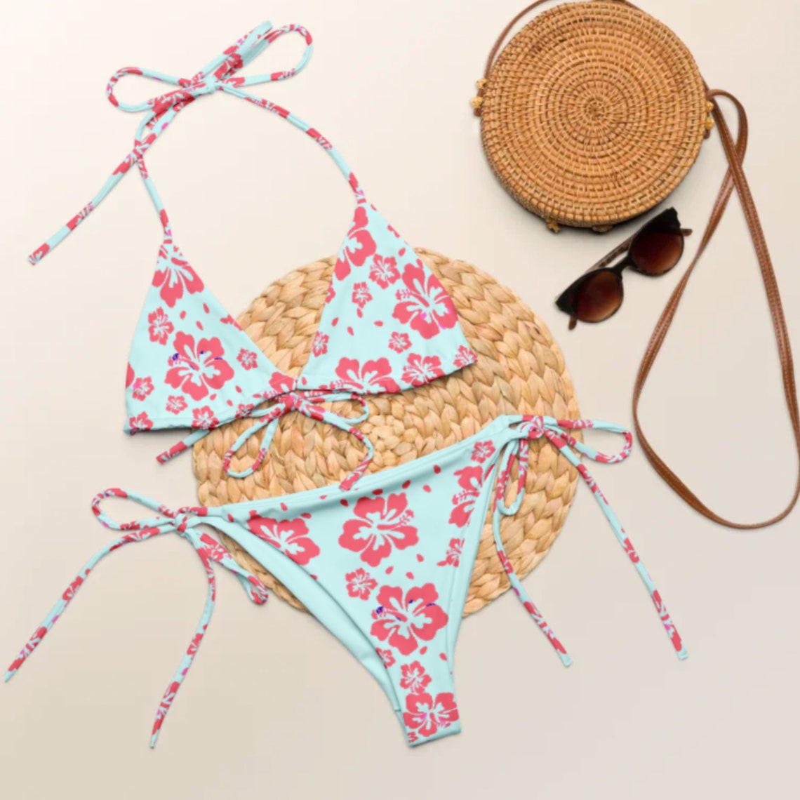 Hawaiian Print Malibu Bikini & One Piece. Hawaii Flower String Bikini ...