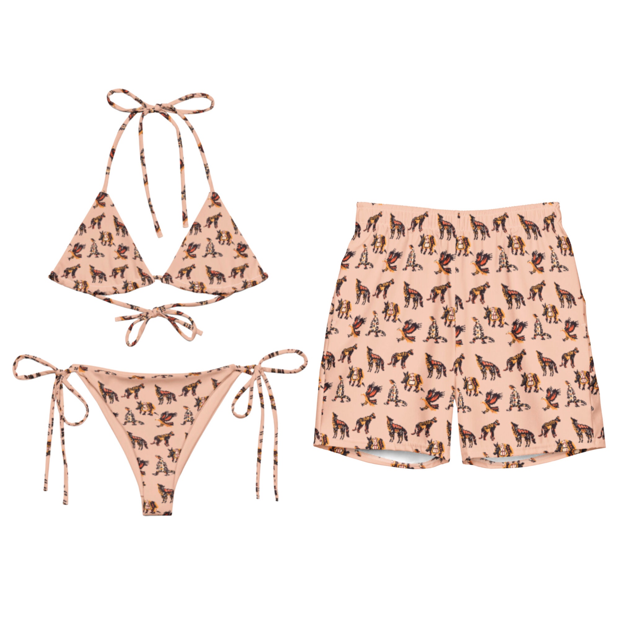 Matching Swimsuits. Indigenous Animals African Print Swimwear. - Etsy