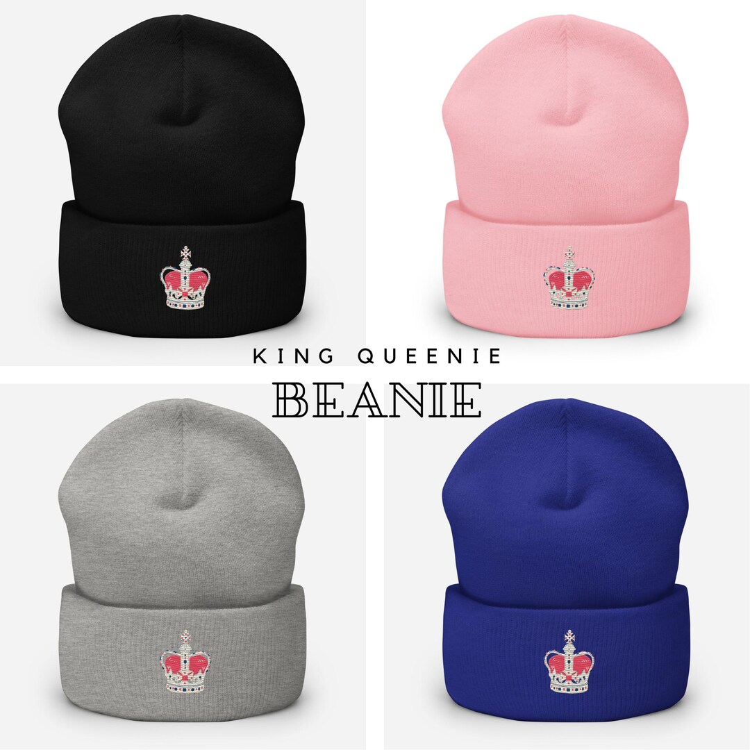 Royalty-inspired Embroidered Crown Cuffed Queenie Beanie: Unisex Winter ...