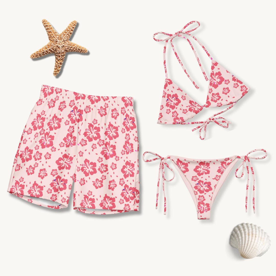 Matching Tropical Swimwear Set: His & Hers Hawaiian Vacation Bathing ...