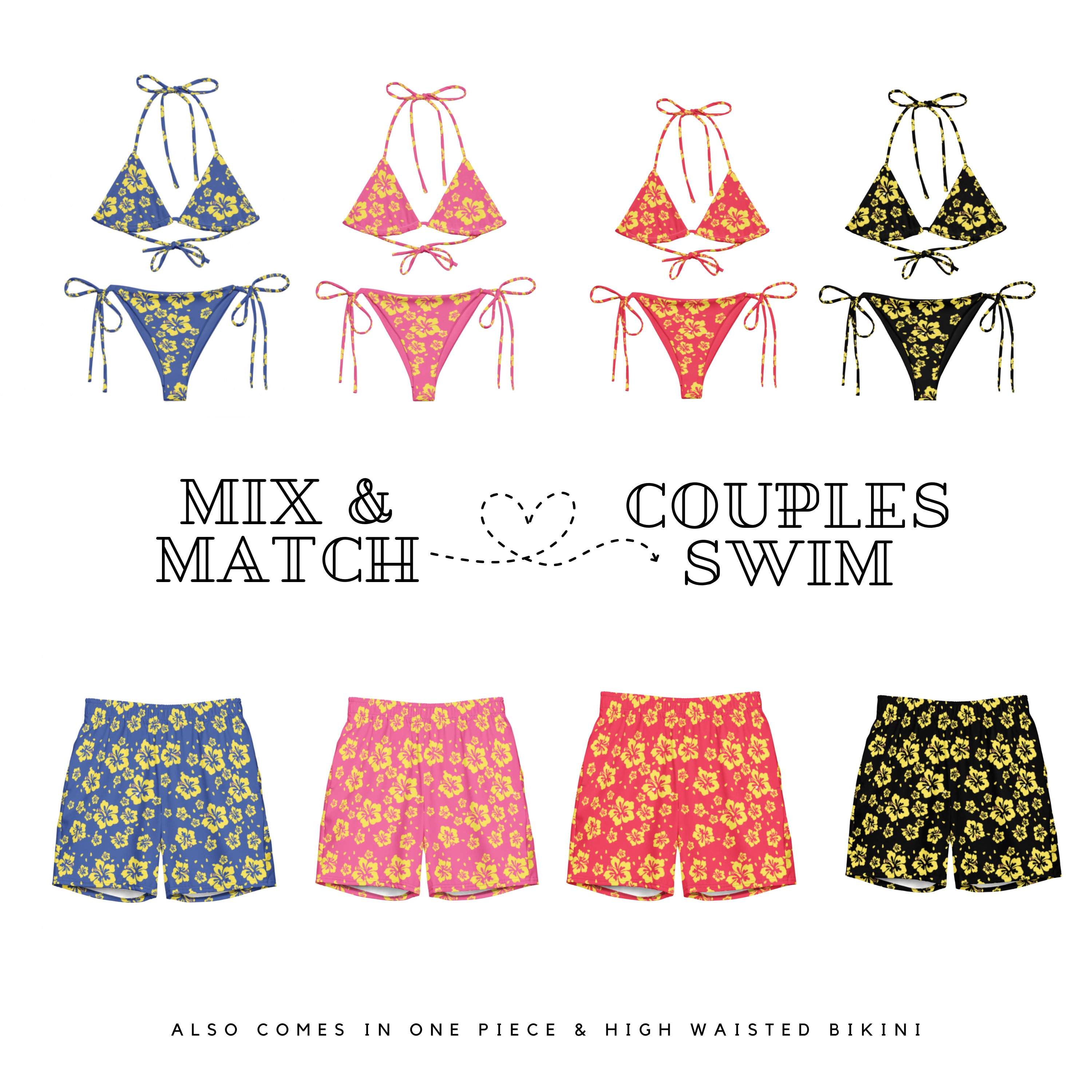 Matching Couples Swimsuits. His & Hers Couples Poolside. Honeymoon ...