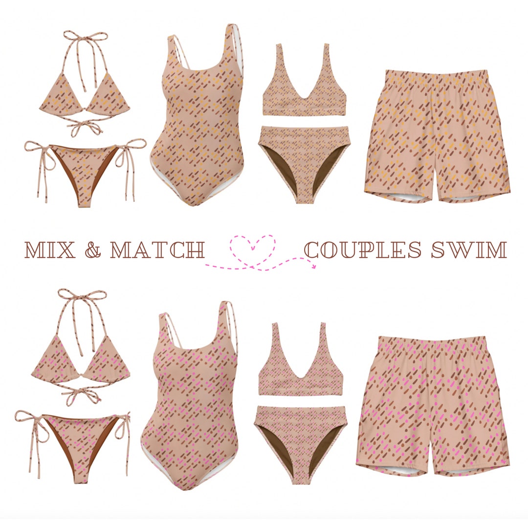 Matching Couples Swimsuits. His & Hers Couples Poolside. Honeymoon ...