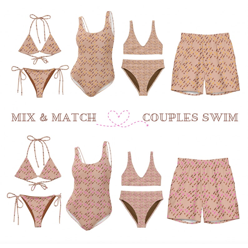 Matching Couples Swimsuits. His & Hers Couples Poolside. Honeymoon ...