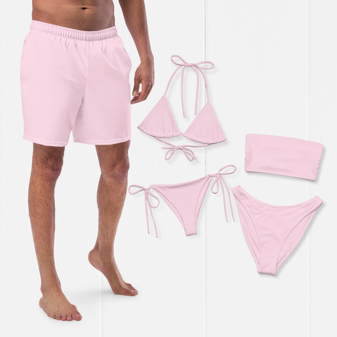 Romantic Pastel Pink Matching Swimsuits for Couples - His and Hers ...