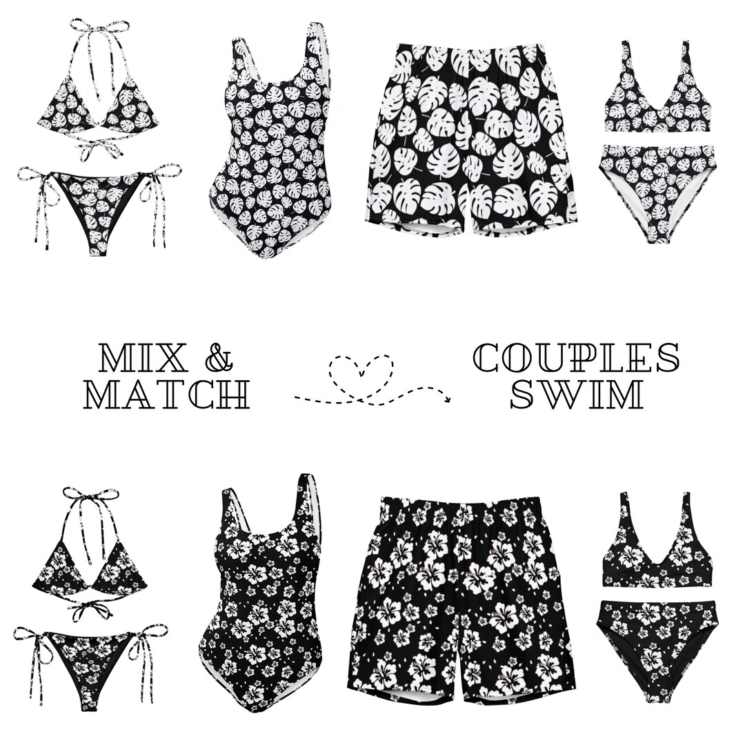 Matching Couples Swimsuits. His & Hers Couples Poolside. Honeymoon ...