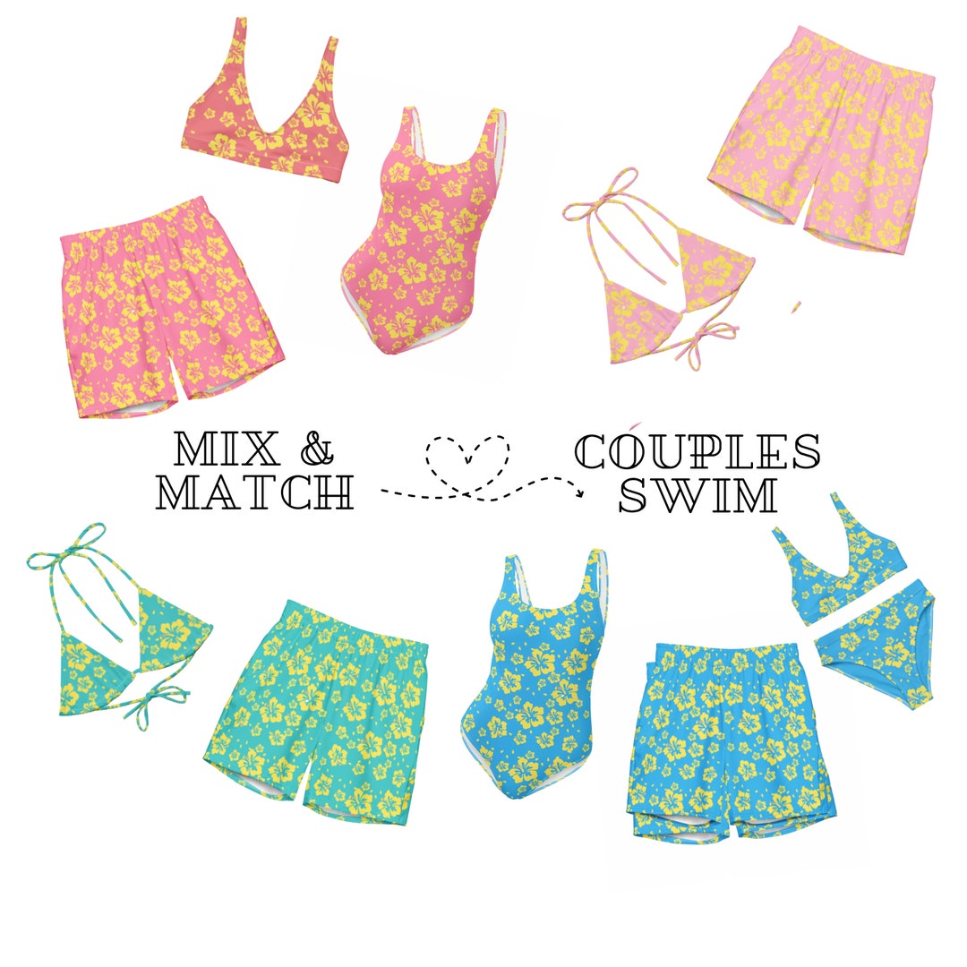 Matching Couples Swimsuits. His & Hers Couples Poolside. Honeymoon ...