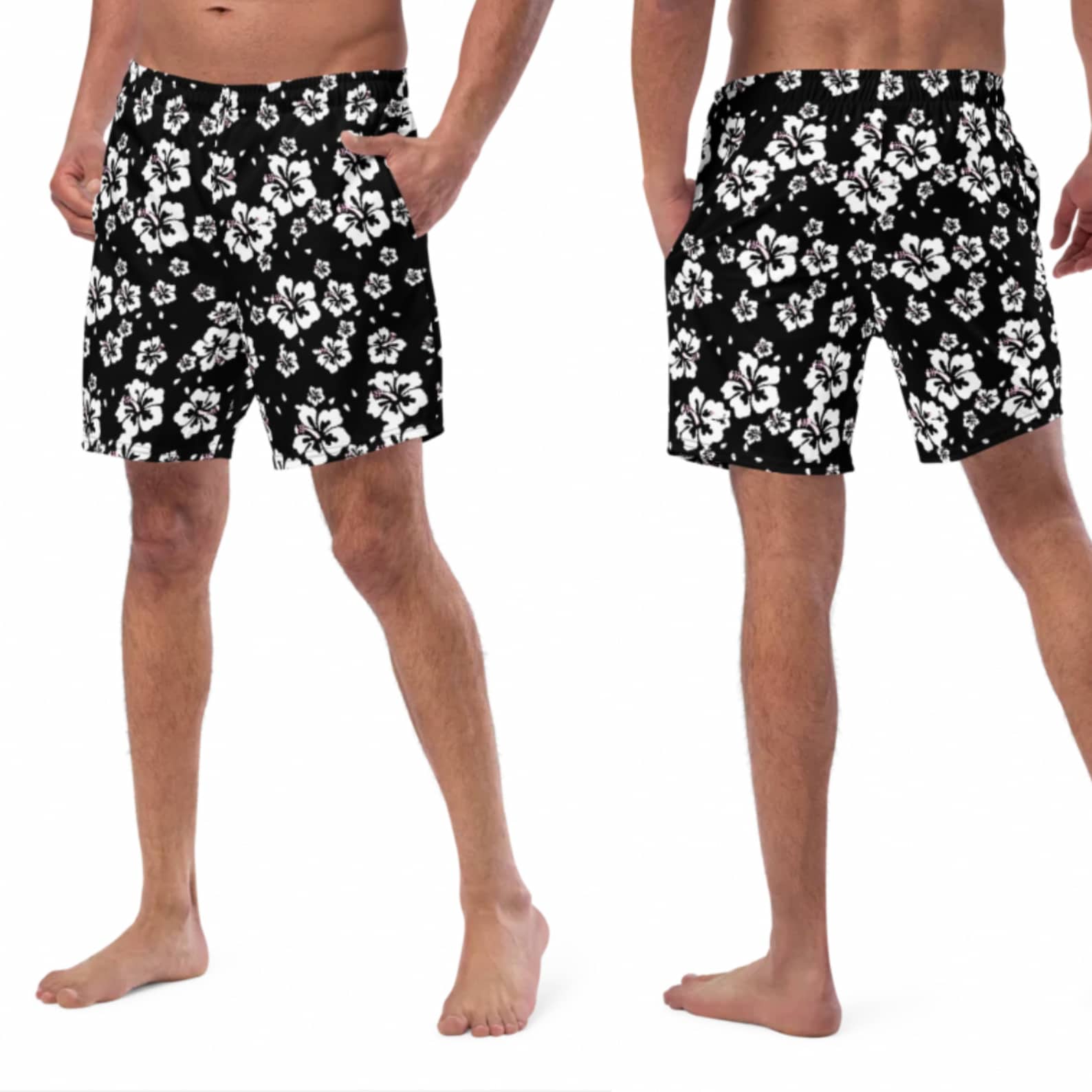 His and Hers Matching Swimwear. Elegant Black and White Couples ...