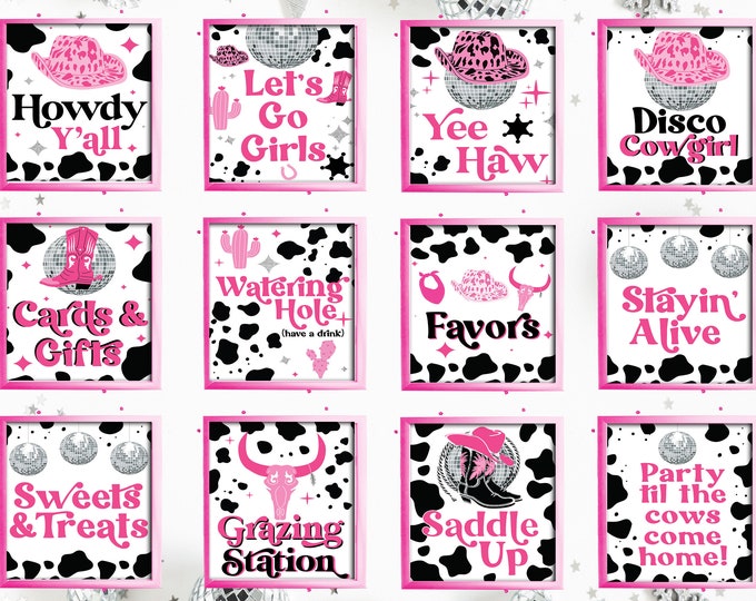 DISCO COWGIRL BUNDLE - Space Cowgirl Signs - Rodeo Party - Cowgirl ...