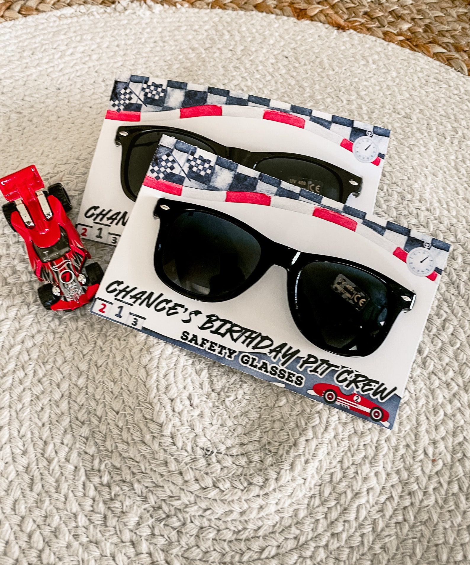 Two Fast Race Car Birthday Sunglasses Favors red race Car Birthday ...