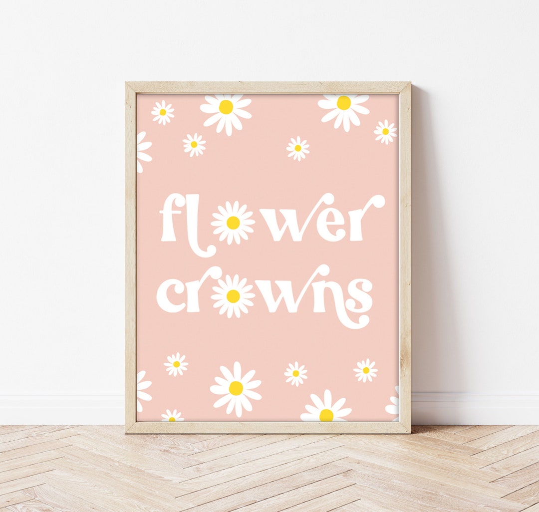 DAISY Birthday Sign Groovy Party Flower Crowns Boho Pink Daisy Table ...