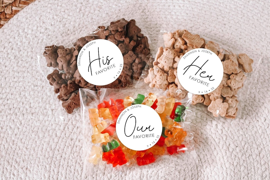 HIS AND HERS Wedding Favor Stickers - Candy Snack Favors - Her Favorite ...