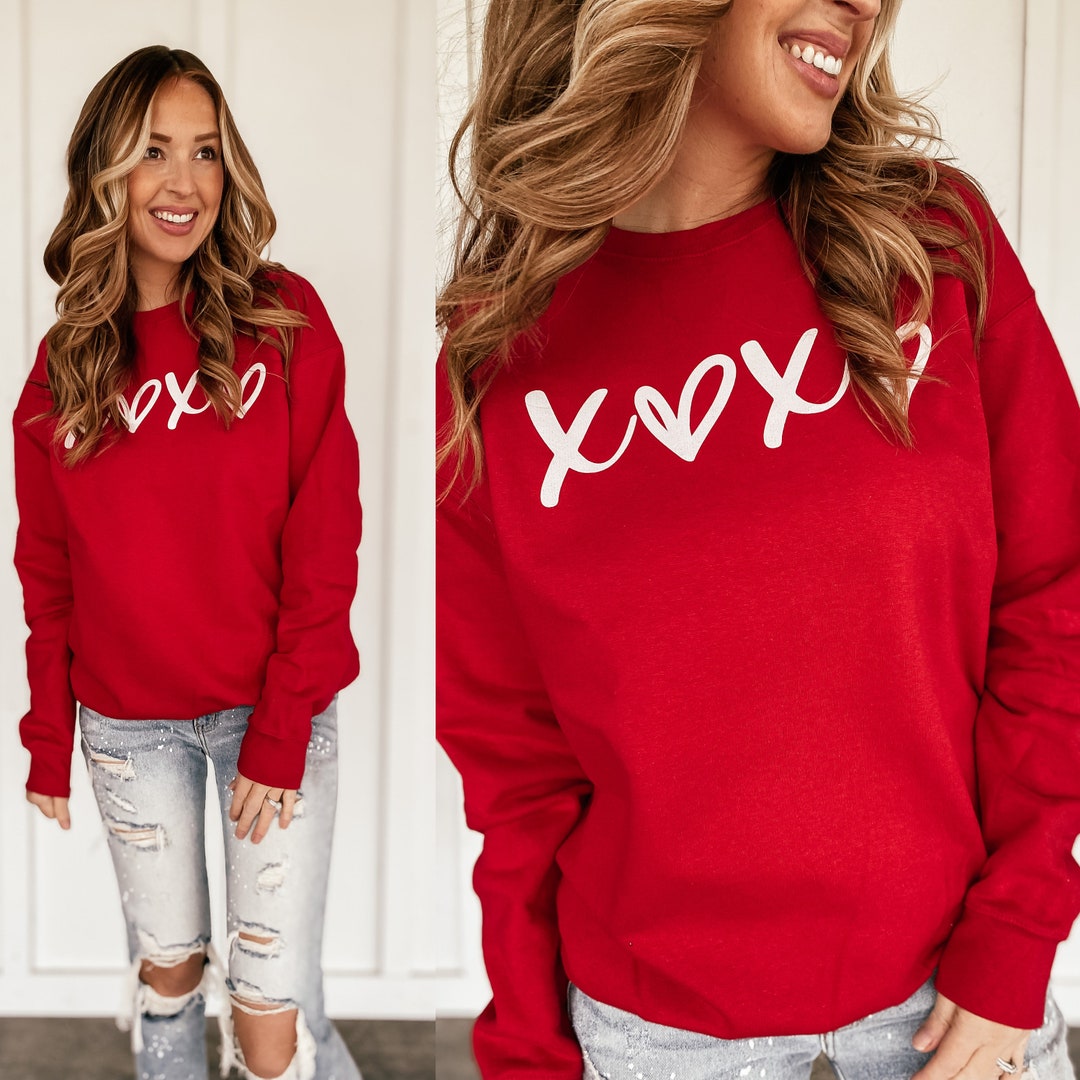XOXO Heart Sweatshirt, Valentine Shirt, Valentines Crewneck, Heart ...