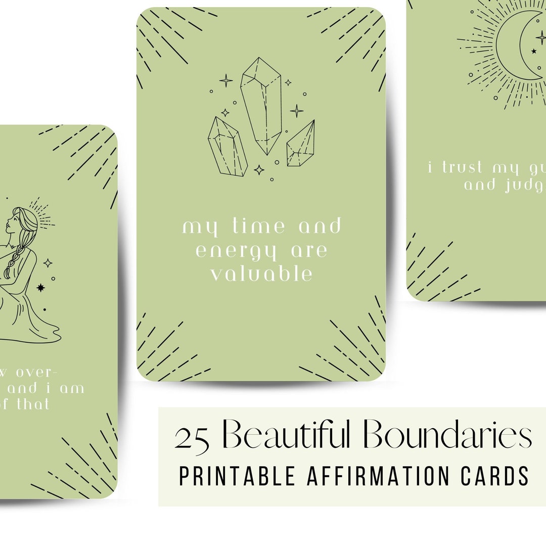 Beautiful Boundaries Affirmation Cards, Manifestation Cards, Self-love ...