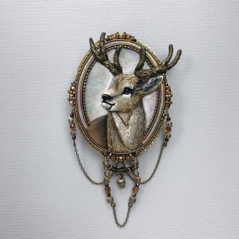 Deer Brooch - Etsy