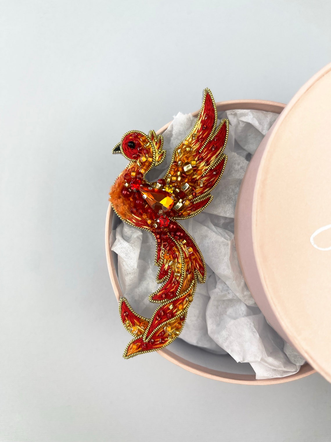 Bird Phoenix Beaded Brooch Pin Jewelry Embroidered Phoenix Witch ...