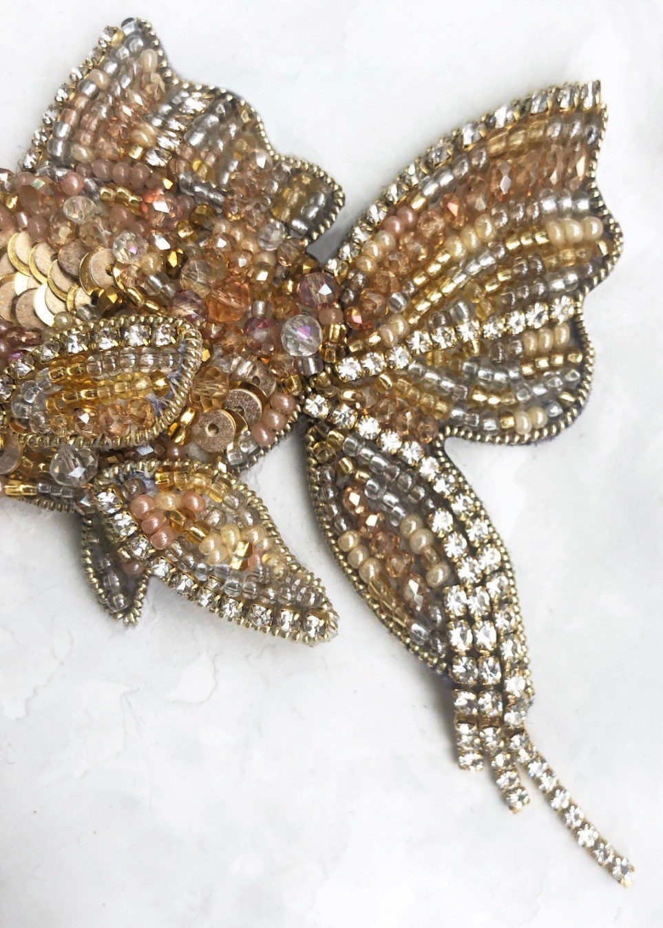 Bead Embroidery Pin, Beaded Gold Fish Brooch Pin, Ocean Jewelry ...