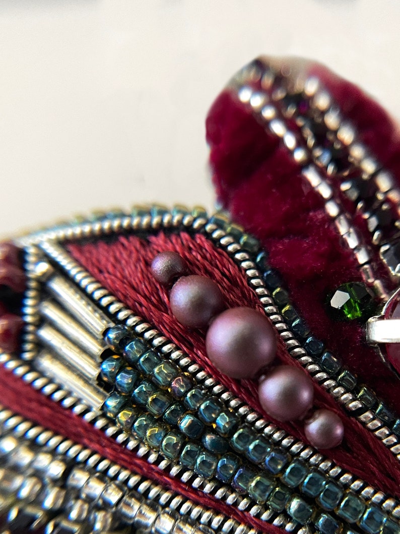 Beaded Brooch Moth Embroidery Pin, Beaded Brooch Pin, Insect Brooch ...