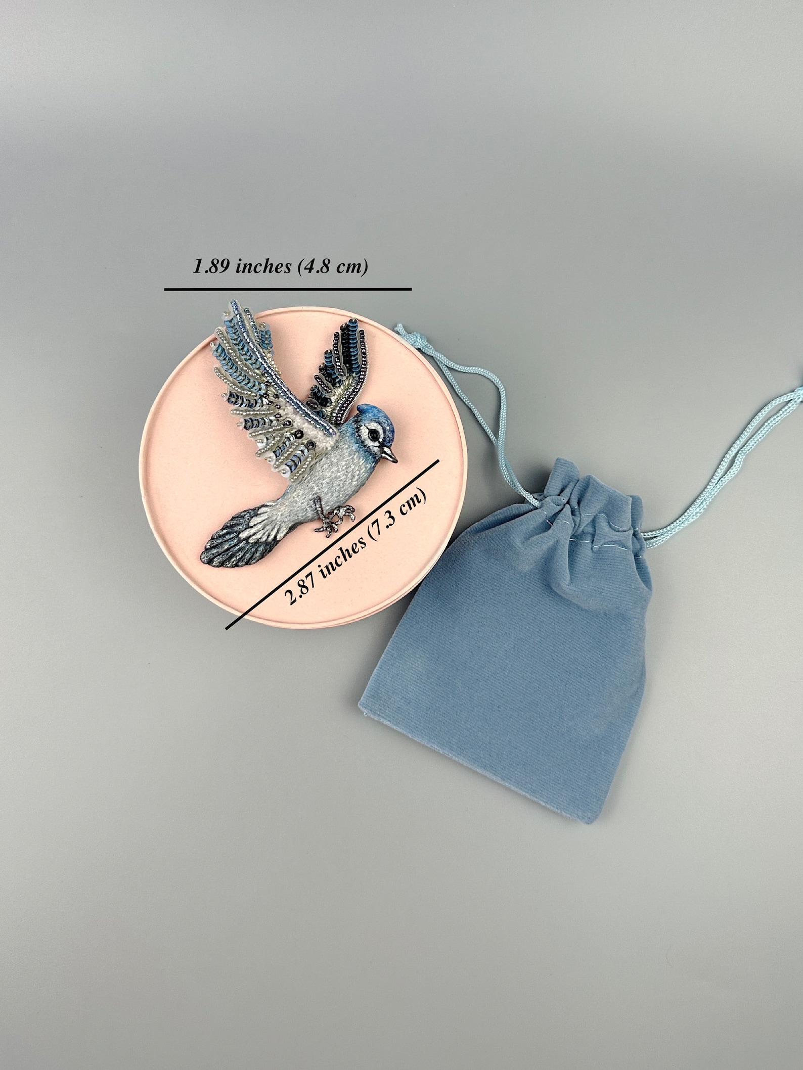 Beaded Brooch Bird Blue Jay Pin Embroidered Handmade Jewelry Vintage ...