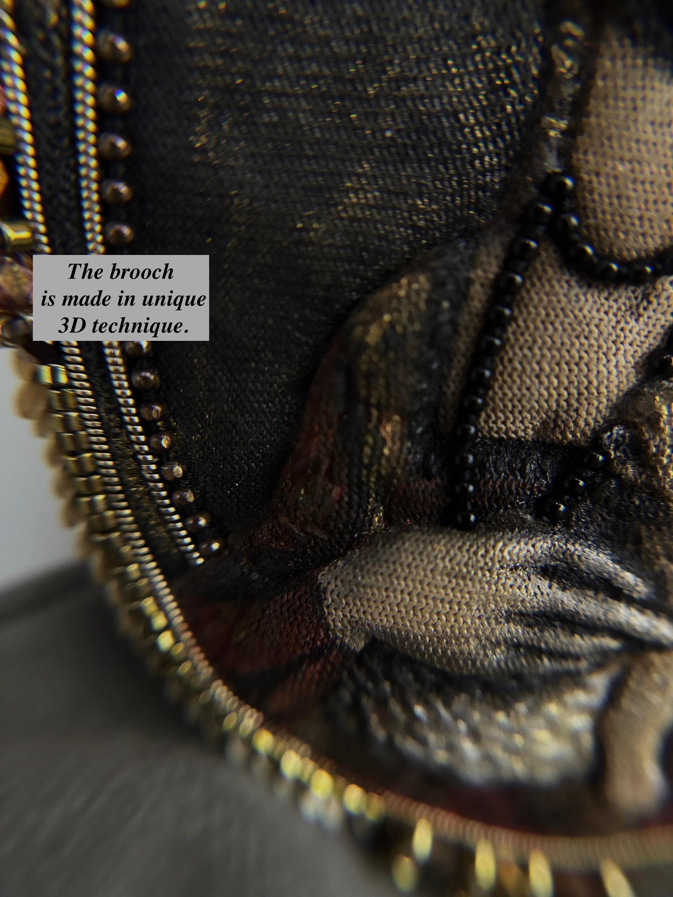 Vintage Brooch Pin, Victorian Portrait Embroidery Beaded Brooch Pin ...