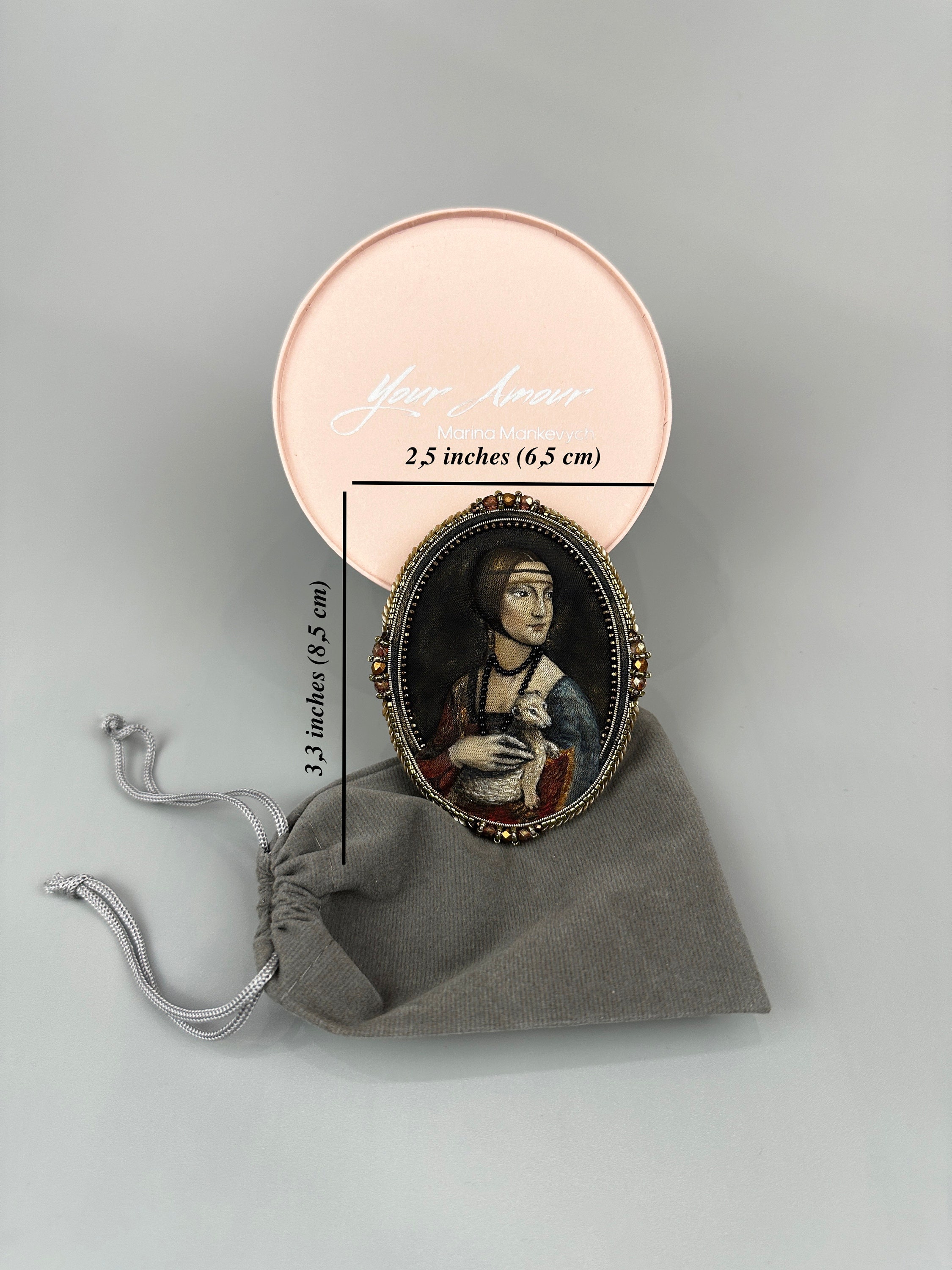 Vintage Brooch Pin, Victorian Portrait Embroidery Beaded Brooch Pin ...