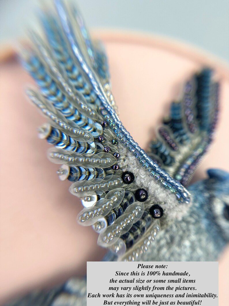 Beaded Brooch Bird Blue Jay Pin Embroidered Handmade Jewelry Vintage ...