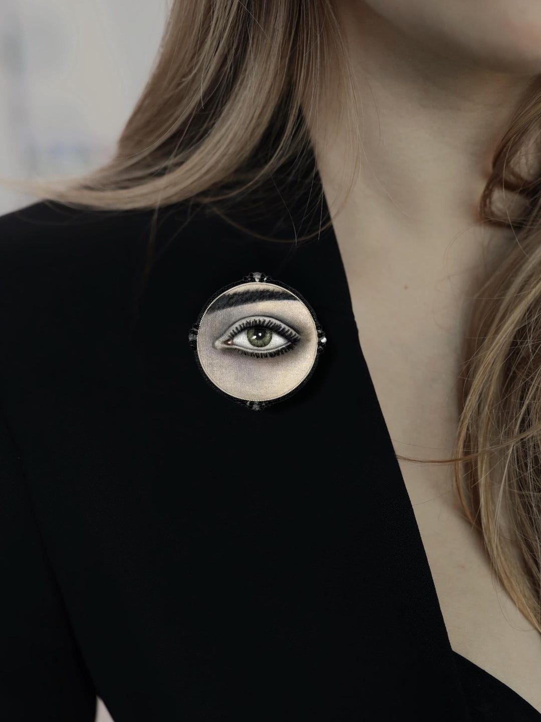 Evil Eye Beaded Brooch Pin Dark Academia Daith Evil Eye Realistic Green ...