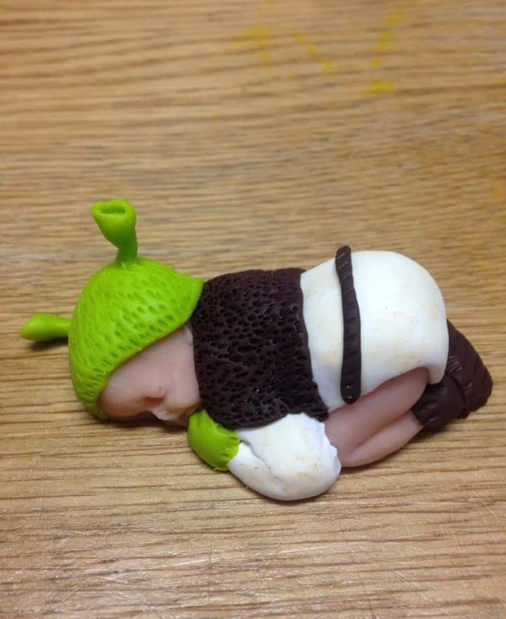 Shrek Ogre - 2.5" Sleeping Baby Custom Figurine Figure Cake Topper ...