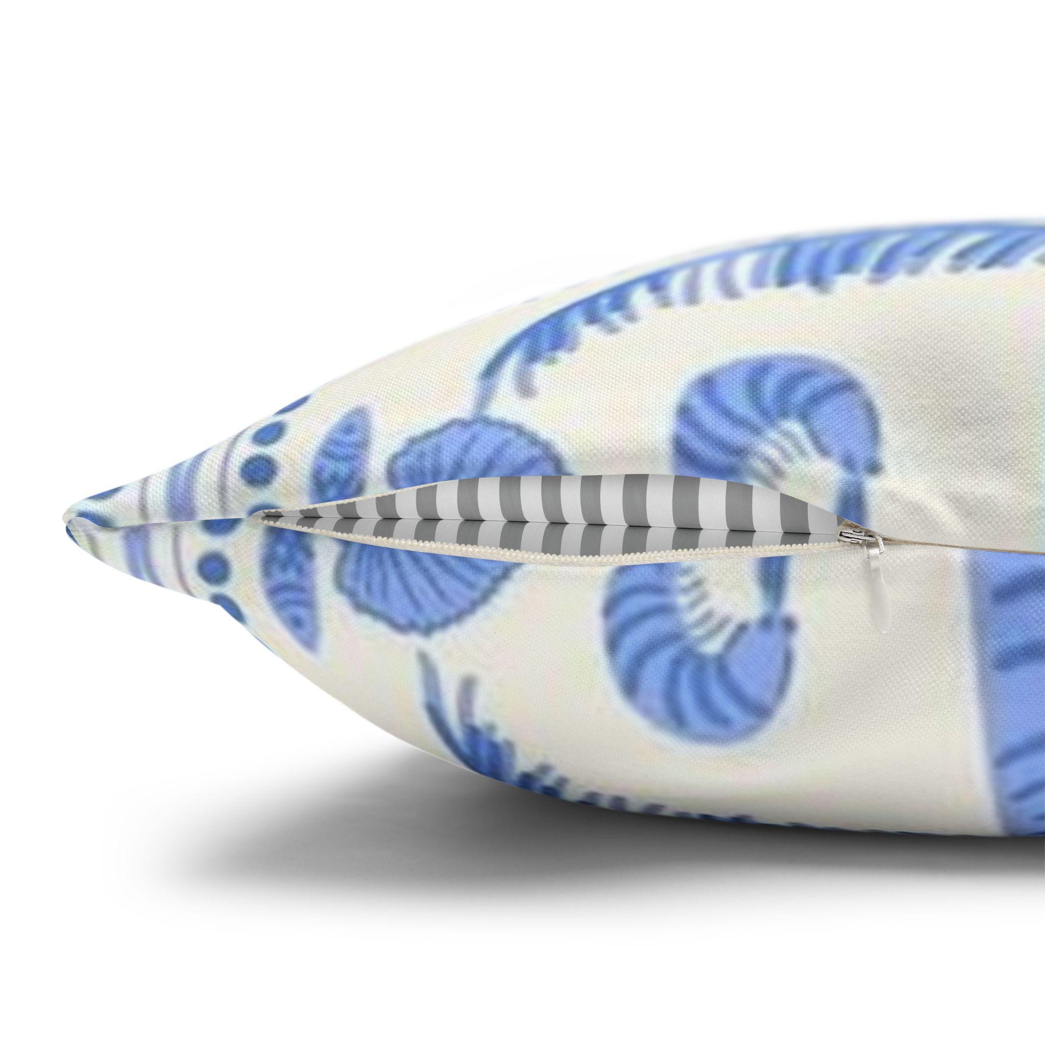 Blue White Coastal Palm Leaf Pillow Throw Pillow Blue White Tropical ...