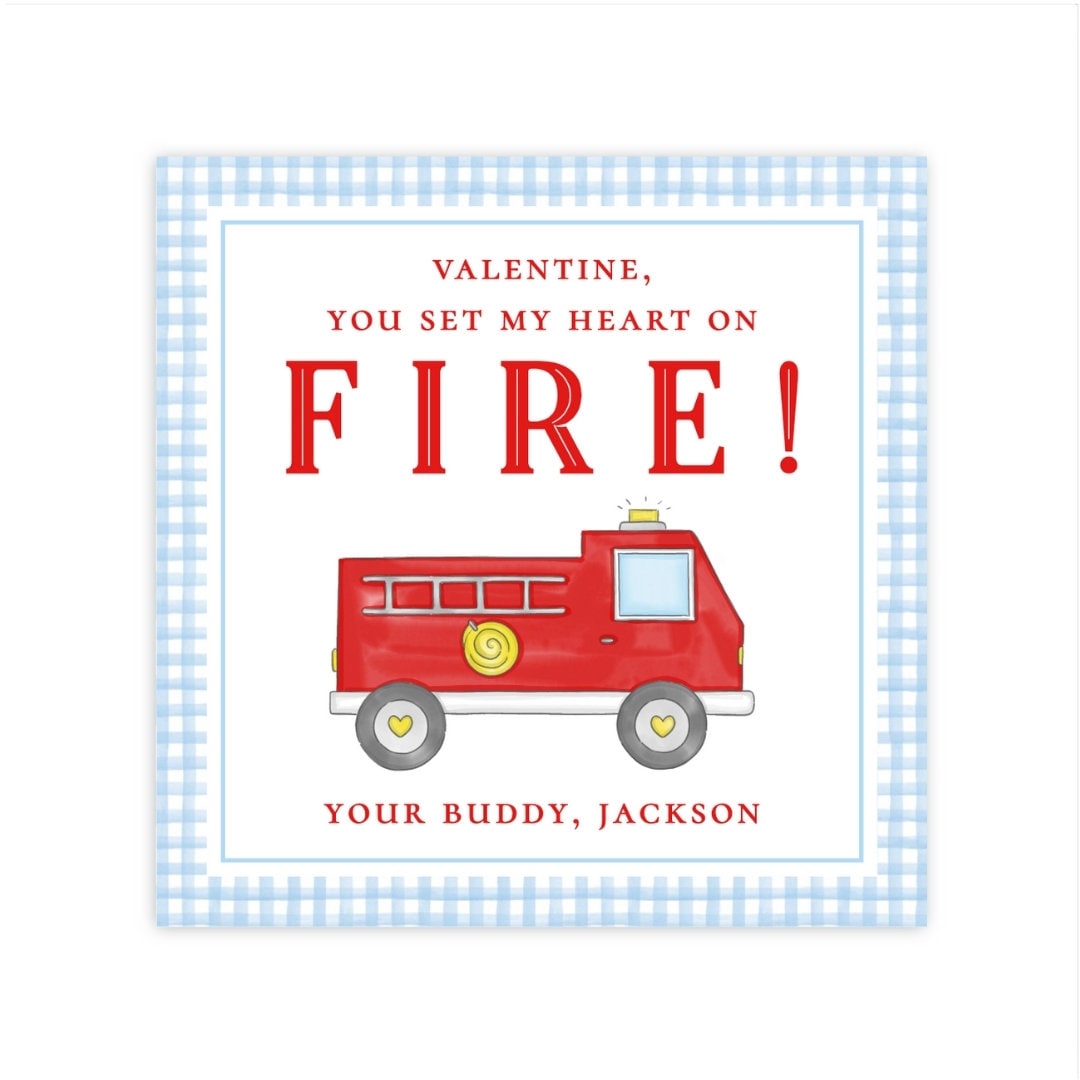 Printable Valentines Day Cards for Kids, Valentine Tags, Fire Truck ...