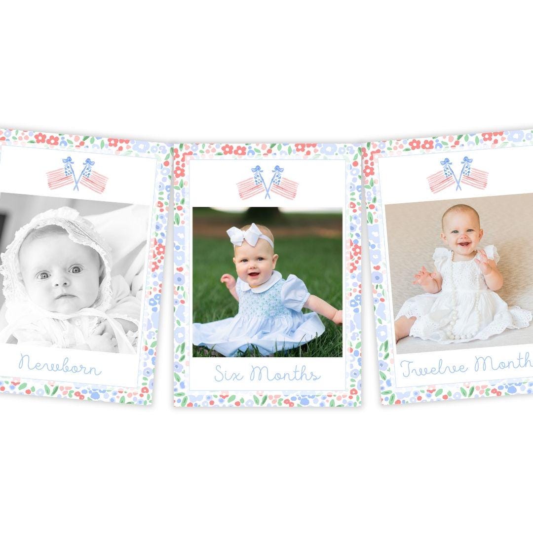 PRINTABLE Patriotic Monthly Photo Banner | Editable First Birthday ...