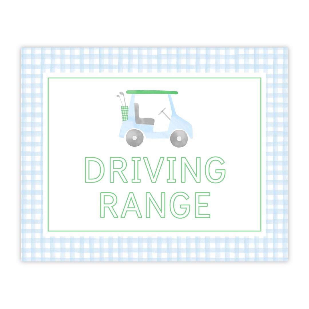 PRINTABLE 16x20 Golf Driving Range Sign | Blue Gingham Golf Birthday ...