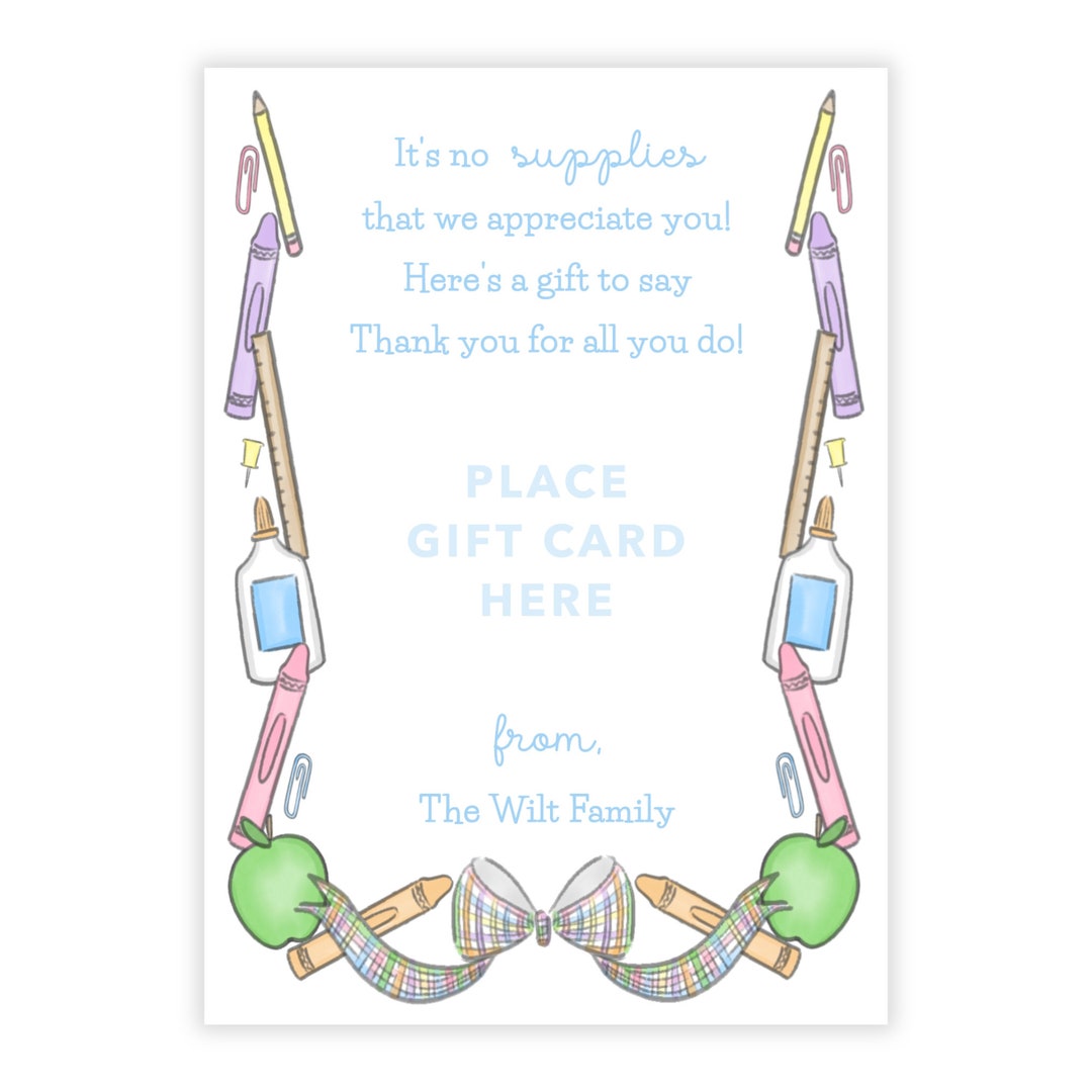 Printable Teacher Gift Card Holder Template, Teacher Appreciation Week ...