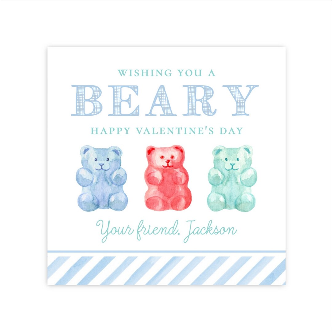 Printable Valentines Day Cards for Kids, Valentine Tags, Gummy Bear ...