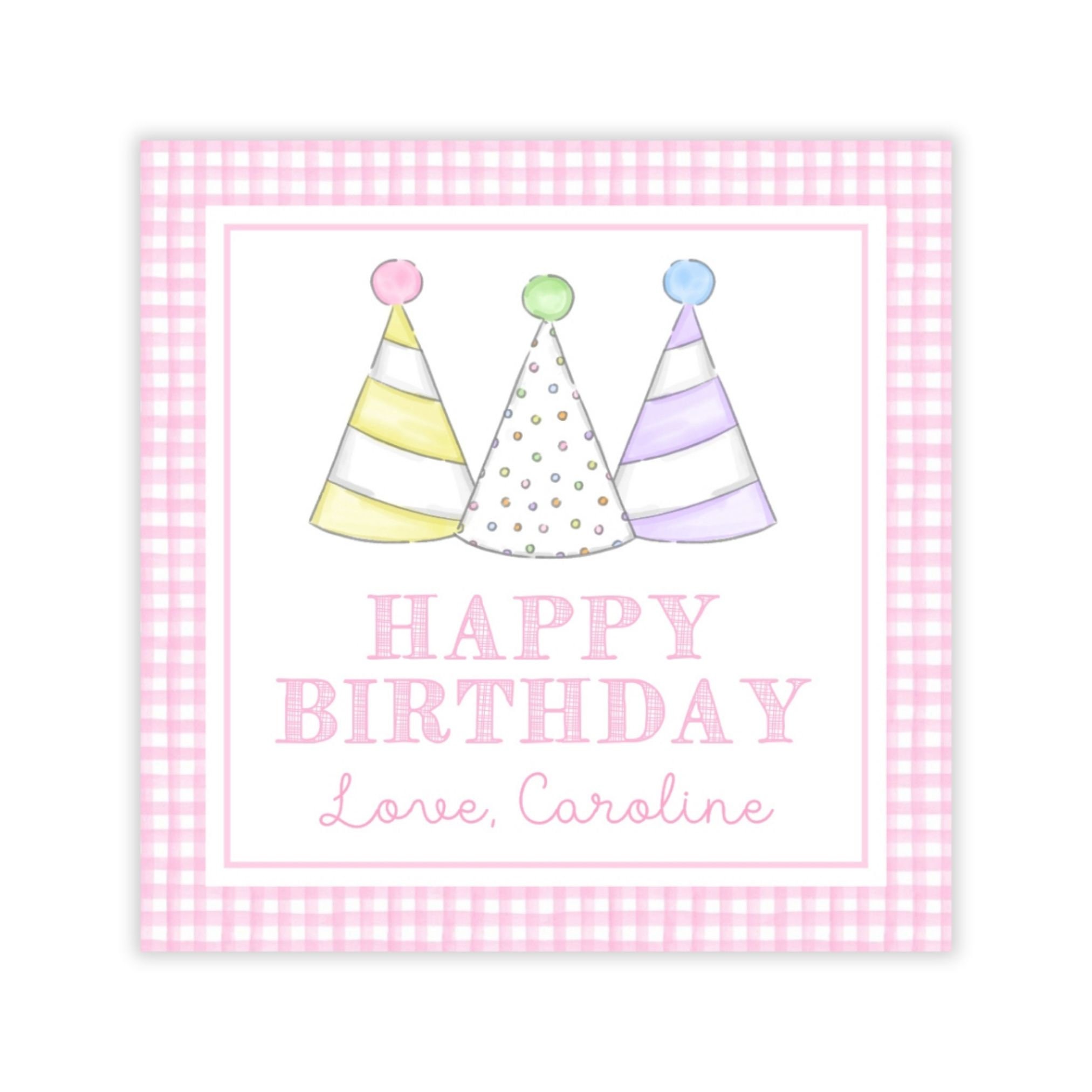 PRINTABLE Gift Tag Template | Self-edit Corjl Tag | Pink Gingham ...