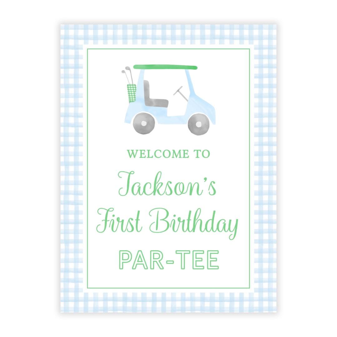 PRINTABLE 18x24 Golf Welcome Sign | Blue Gingham Golf Birthday Decor ...