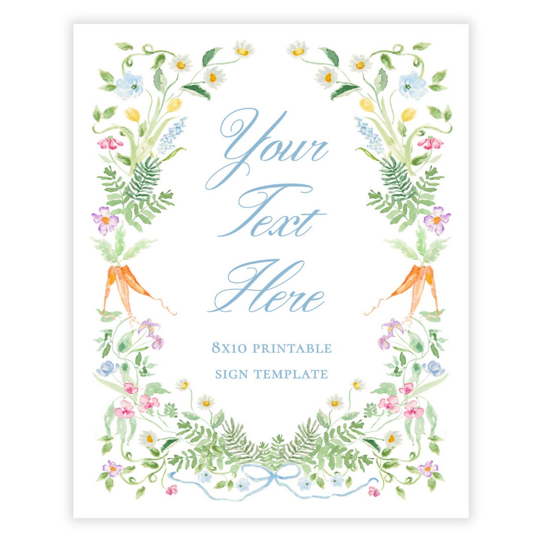 8x10 Printable Spring Baby Shower Sign, Watercolor Spring Baby Shower ...