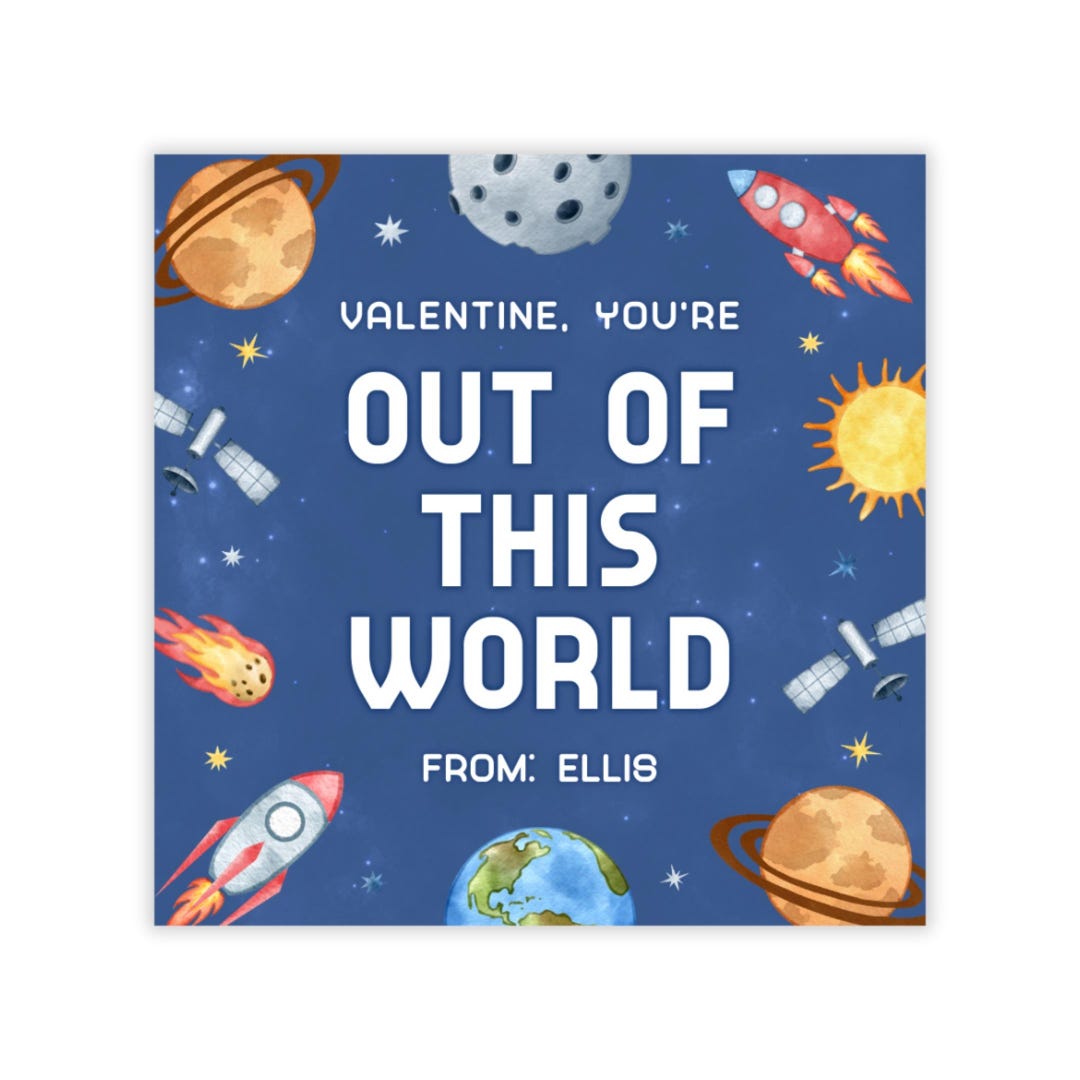 Printable Valentines Day Cards for Kids, Outer Space Valentine Tags ...