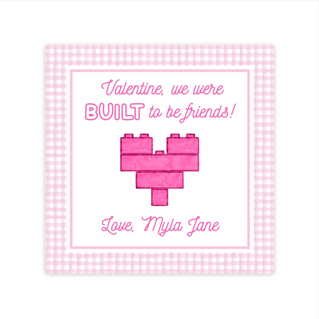 Printable Valentines Day Cards for Kids, Building Brick Valentine Tags ...