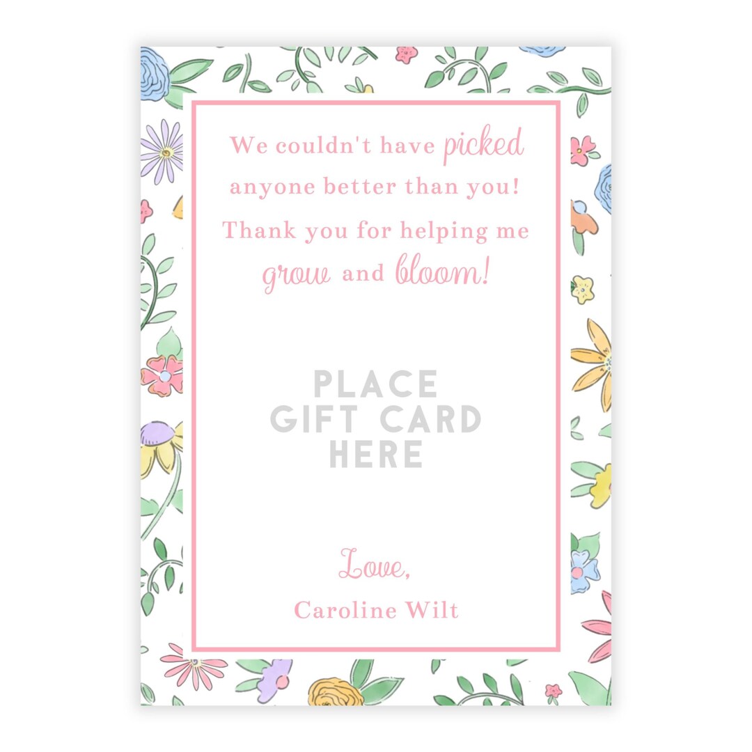 Printable Teacher Gift Card Holder Template, Teacher Appreciation Week ...