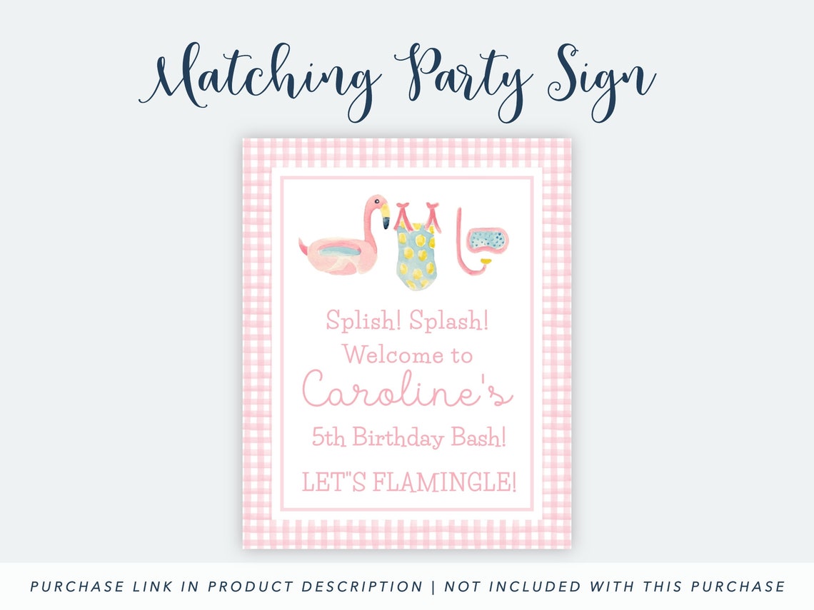 Printable Flamingo Pool Party Thank You Notes Flamingo Pool - Etsy