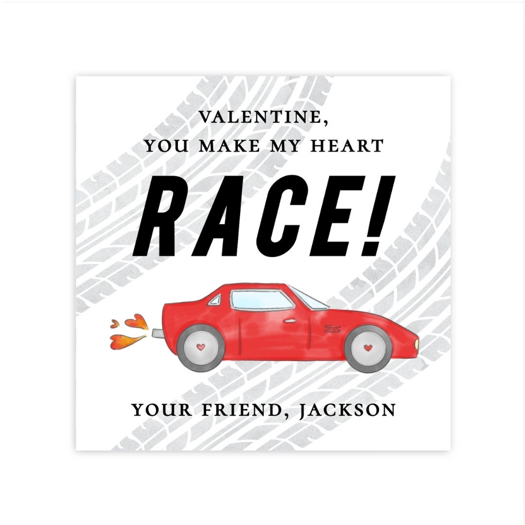 Printable Race Car Valentines, Racecar Valentines, Matchbox Car ...
